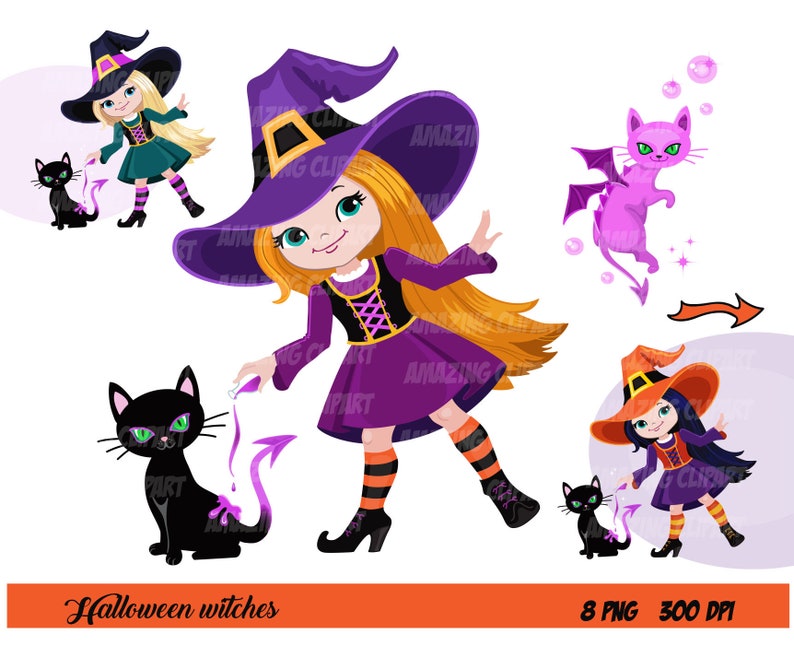 Witches Clipart, Magical Transformation, Witchcraft in Action ...