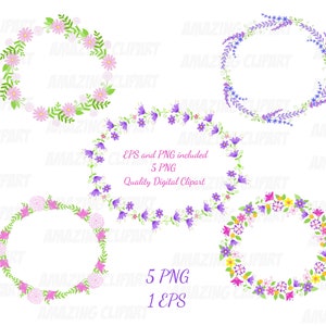 Floral Wreaths Clipart, Floral Frame Clipart, Floral Border EPS, Spring ...