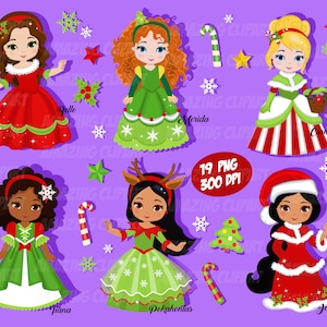 Christmas Princess Clipart - Etsy