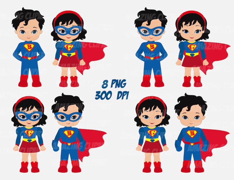 Superheroes Red Blue Clipart Superhero Png Superhero - Etsy