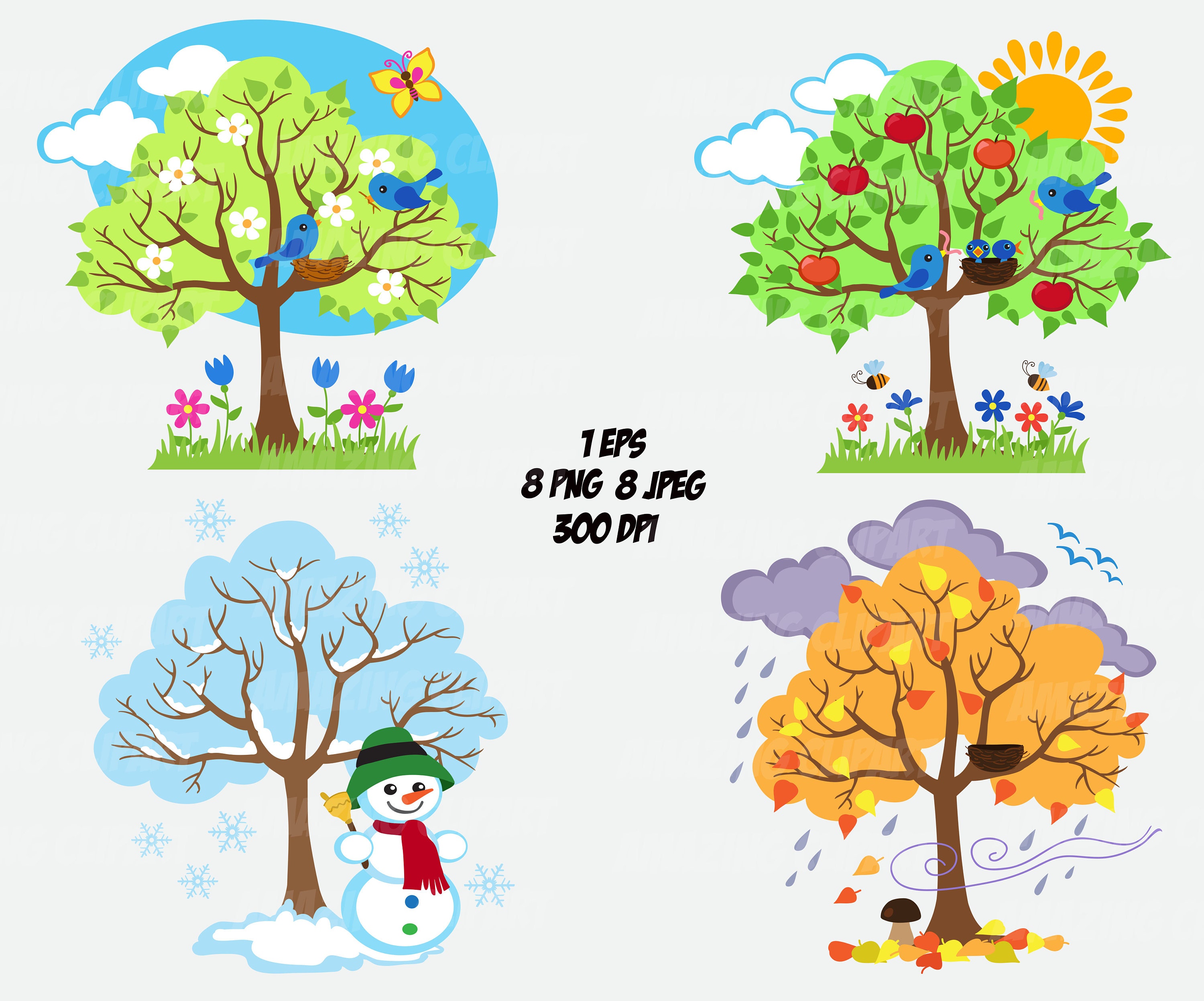 Seasons Tree Clip Art