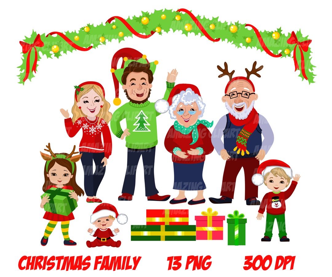 Christmas Family Clipart, Family Clipart, Christmas Clip Art, Christmas ...