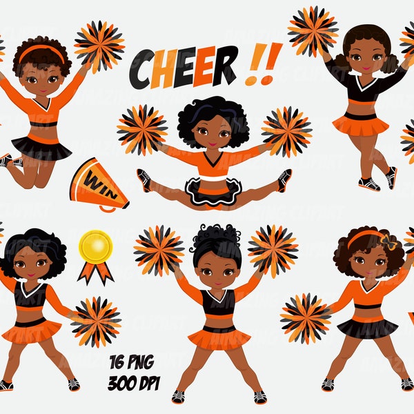 Black Cheerleader Clipart - Etsy