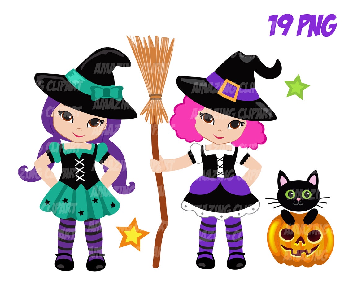 Witches Clipart Halloween Clipart Cute Witch Clipart - Etsy