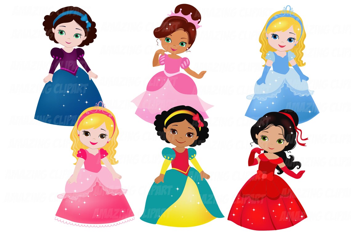 BUNDLE Cute Princess Clipart Princesses. Fairy Tale Princess | Etsy