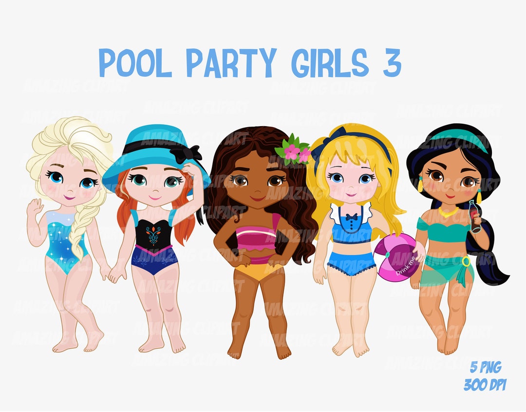 Summer Classic Princess Clip Art, Summer Clip Art for Girls, Swimsuit ...