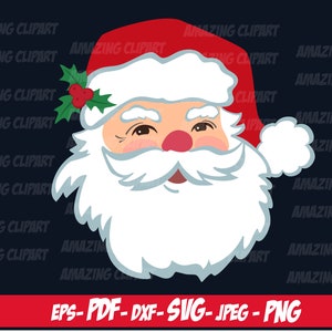 Santa Face Svg,eps,jpg, Christmas Santa Claus SVG, Christmas Silhouette ...