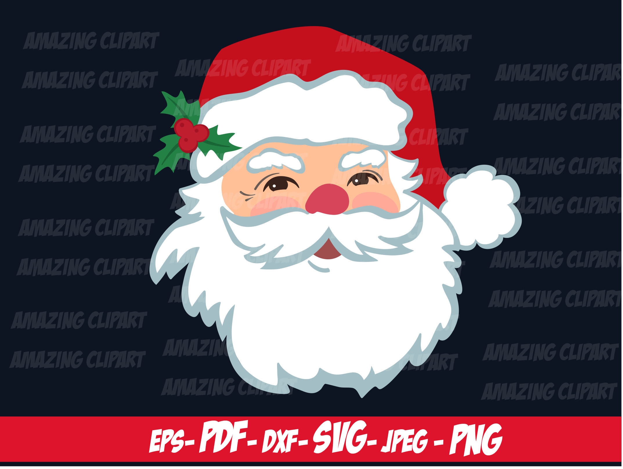 Santa Face Svg,eps,jpg, Christmas Santa Claus SVG, Christmas Silhouette ...