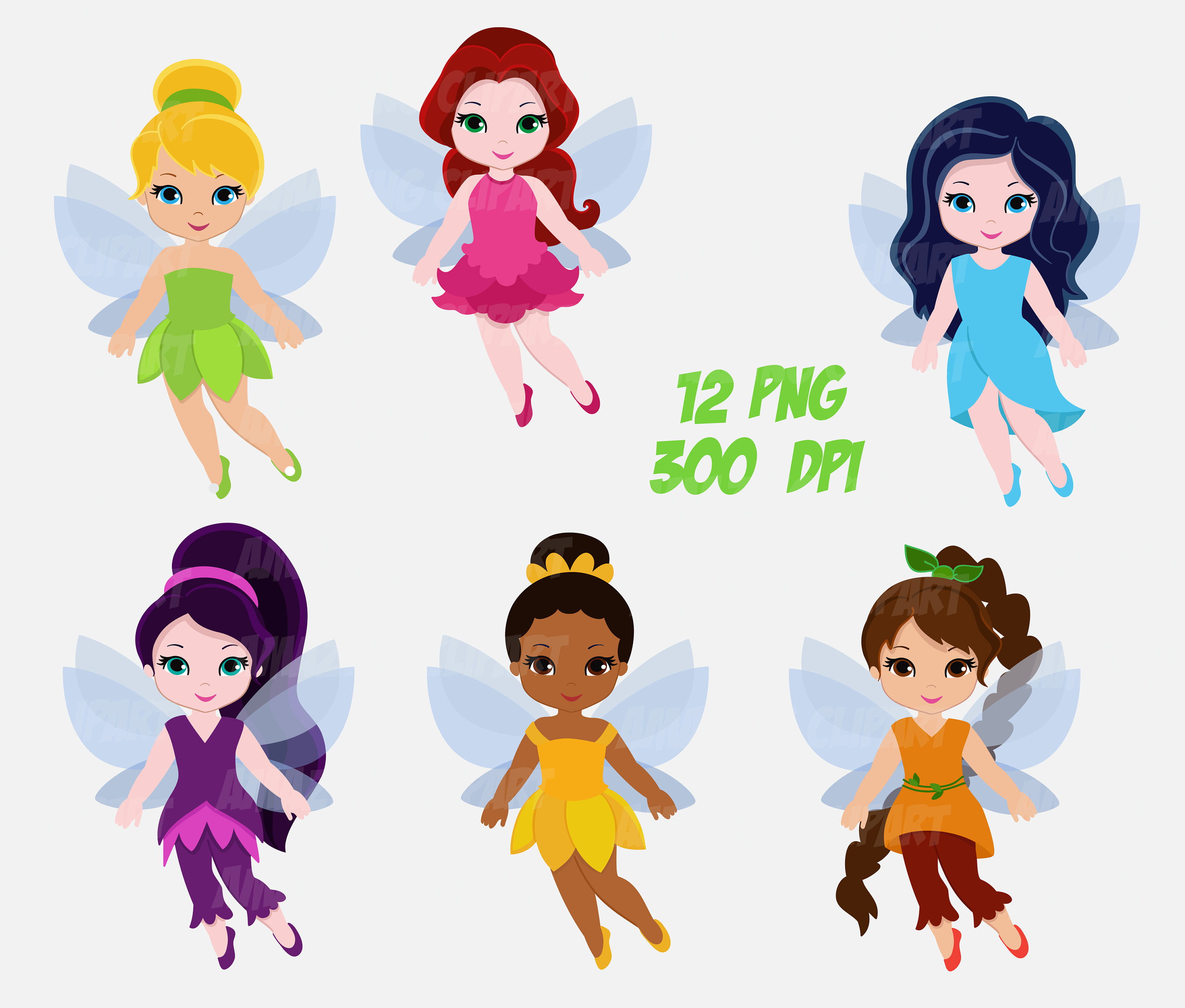 Fairies Digital Clipart Fairy Digital Clip Art. Cute Fairies - Etsy