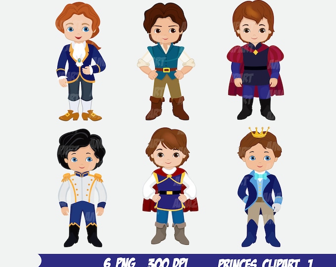 Little Princess & Her Prince Clipart 25 Watercolor Princess PNG Prince ...