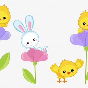 Easter Clipart, Easter Bunny and Chicks Clipart. - Etsy