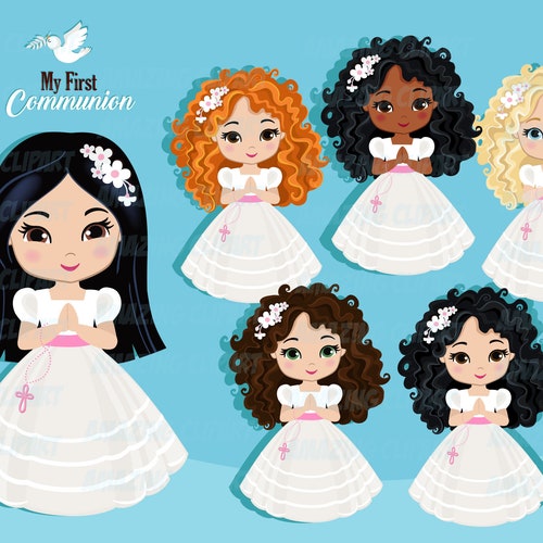 Pink First Communion Clipart for Girls. Holy Communion - Etsy