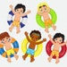 Pool Party Clipart Boys. Little Boys With Pool Party Banner - Etsy