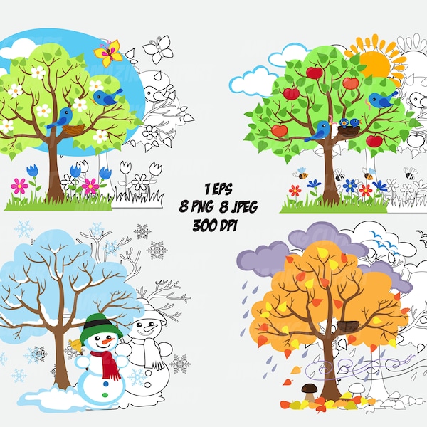 Four Season Trees - Etsy