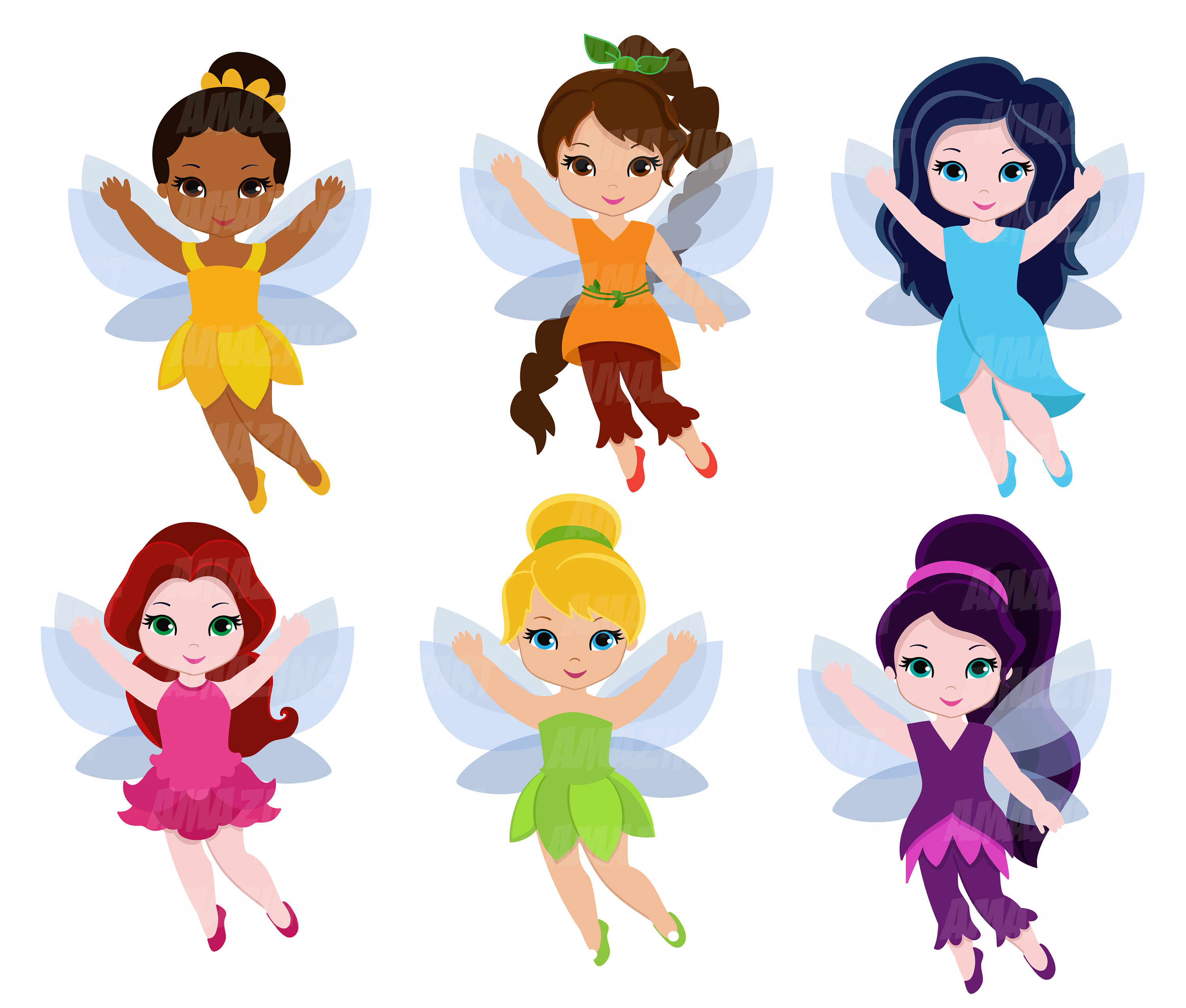 Fairies Digital Clipart Fairy Digital Clip Art. Cute Fairies - Etsy
