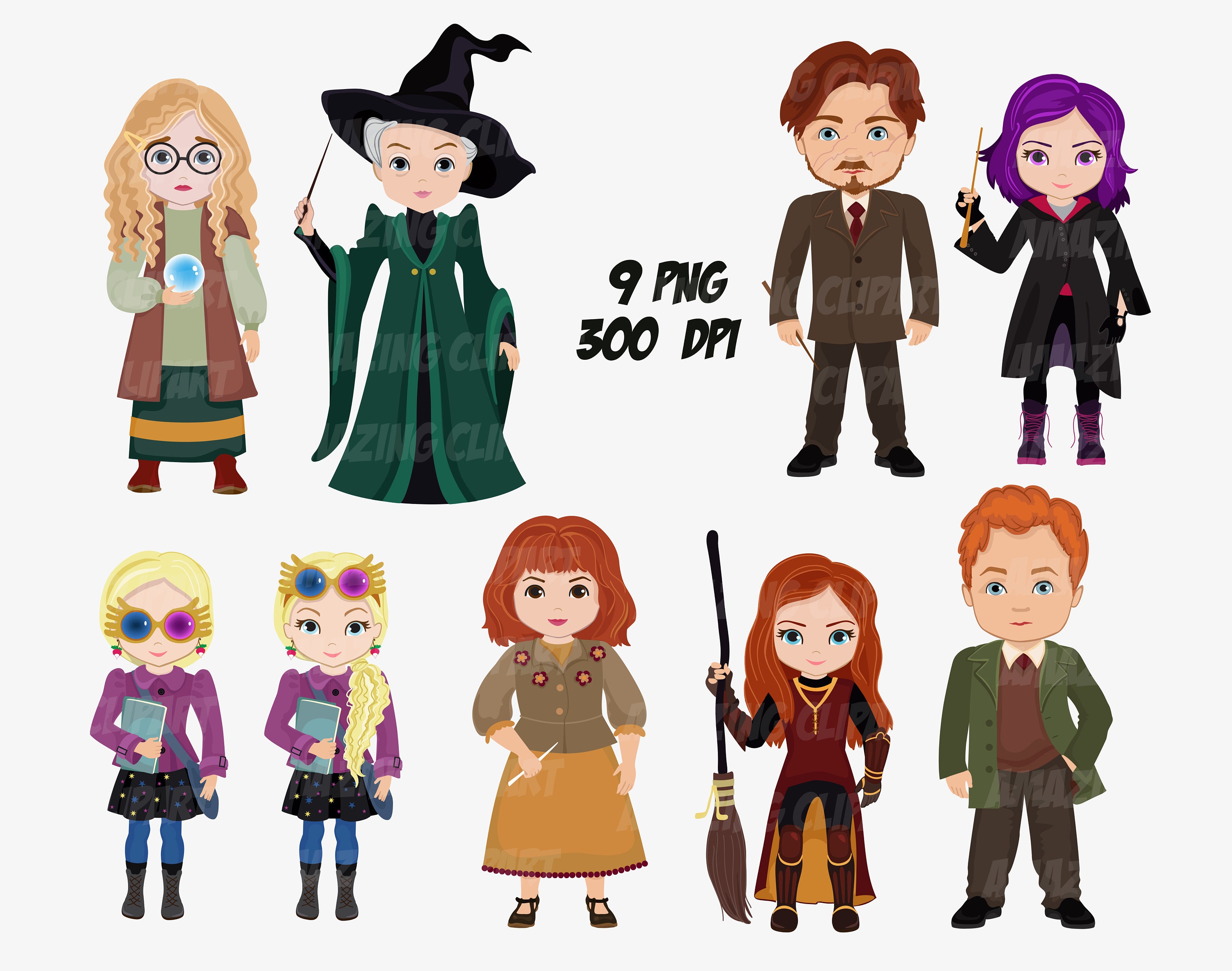 Wizard Clip Art Wizarding School Magic Wizard Stickers | Etsy