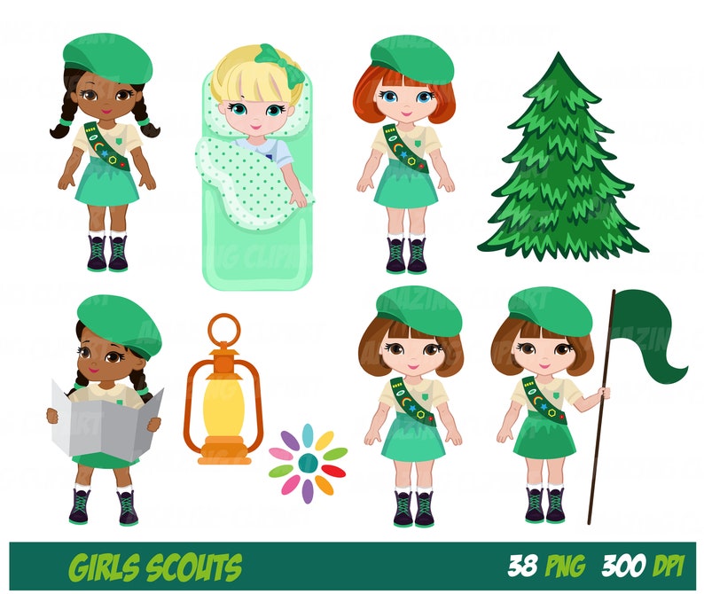Explorer Girls Clipart Set/daisy Troop/ Junior Scout Girl Clip Art ...