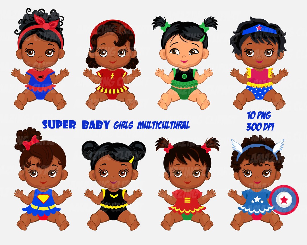 Multicultural Super Babies Clipart, Superheroes Clipart, Superbaby ...
