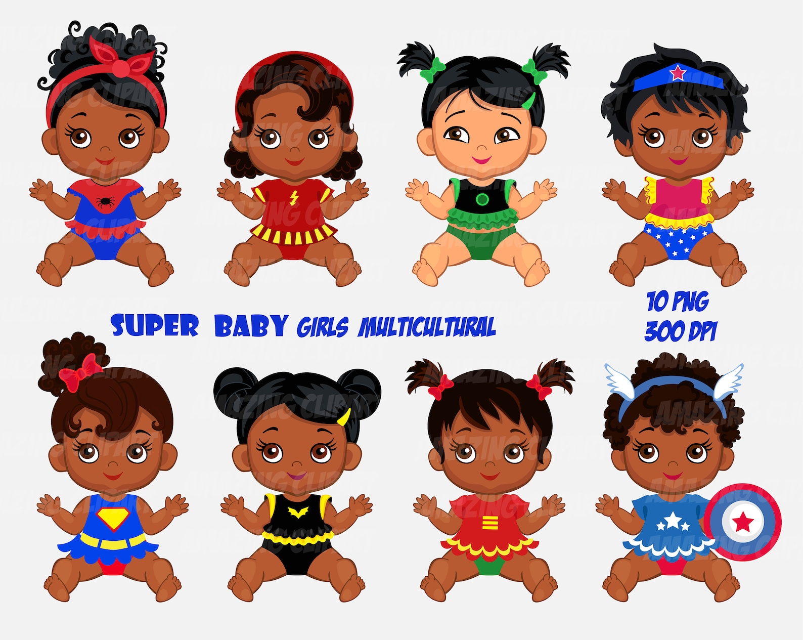 Multicultural Super Babies Clipart Superheroes Clipart - Etsy