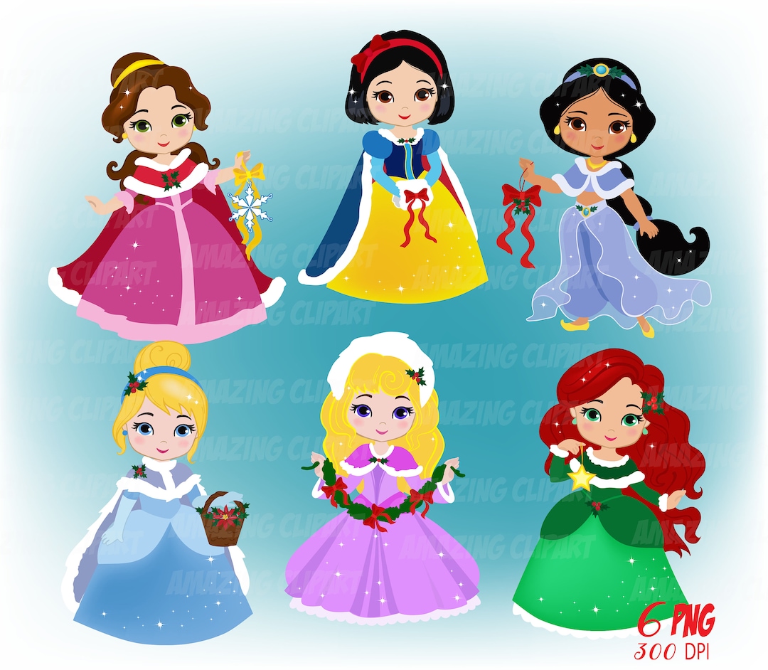 Christmas Princess Clipart 2 - Etsy