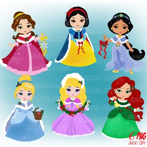 Christmas Princess Clipart 2 - Etsy