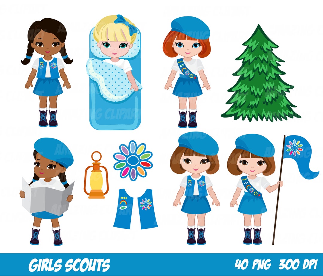 Explorer Girls Clipart Set / Daisy Troop / Junior Scout Girl Clip art ...