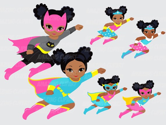 Scrapbooking Superheroes Clipart sublimation design. Multicultural ...