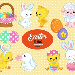 Easter Clipart, Easter Spring Bunny, Lamb, Duck, Chicks. - Etsy