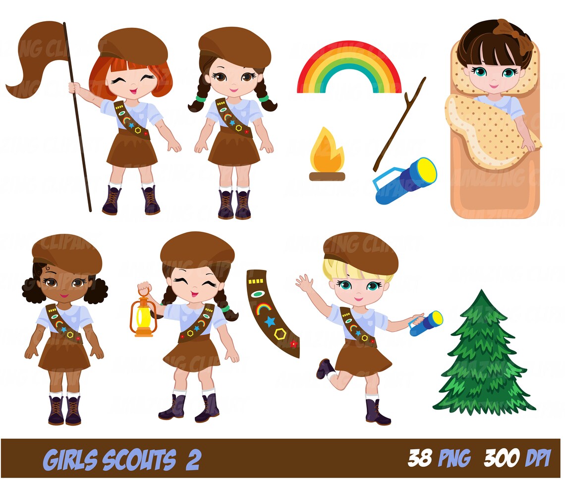 Explorer Girls Clipart Set Brownie Troop 2. Junior Scout Girl | Etsy
