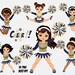 Gold Navy and White Multicultural Team Cheerleader Clipart, Pom Pom ...