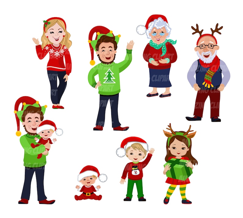 Christmas Family Clipart Family Clipart Christmas Clip Art - Etsy