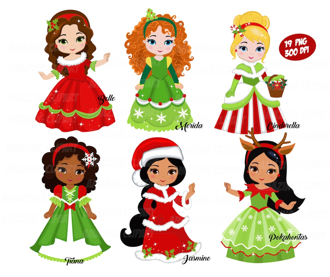 Christmas Princess Clipart - Etsy