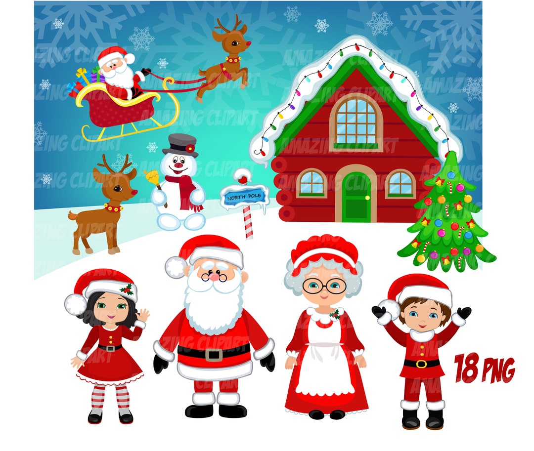 Christmas Digital Clipart, Christmas Clipart, Santa Clipart, Mrs Claus ...