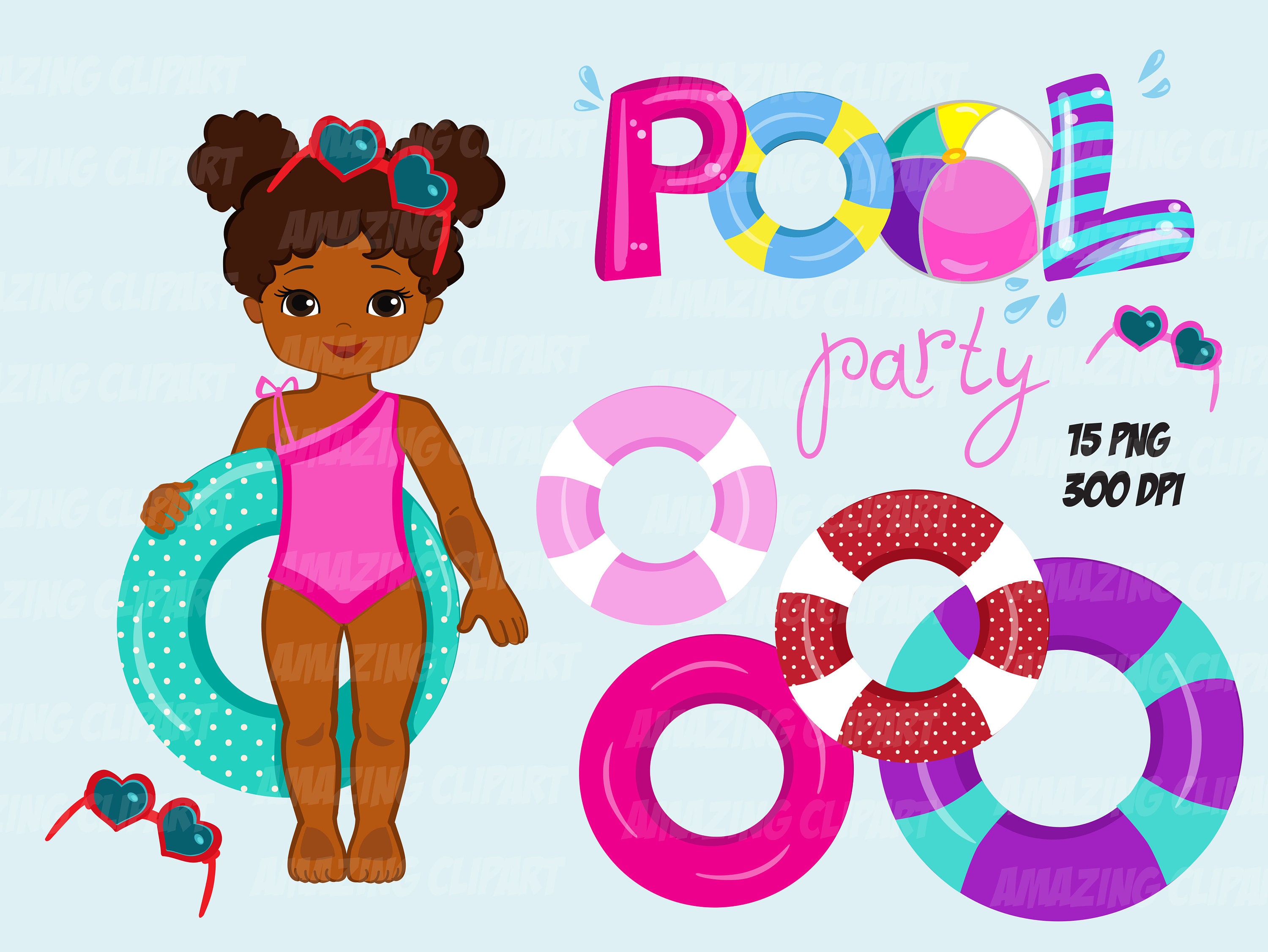 Pool Party Beach Clipart Rubber Ring Girl Clipart Pool - Etsy Canada