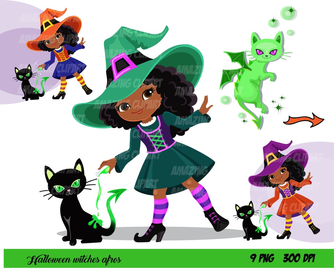 Witches Clipart, Magical Transformation, Witchcraft in Action ...