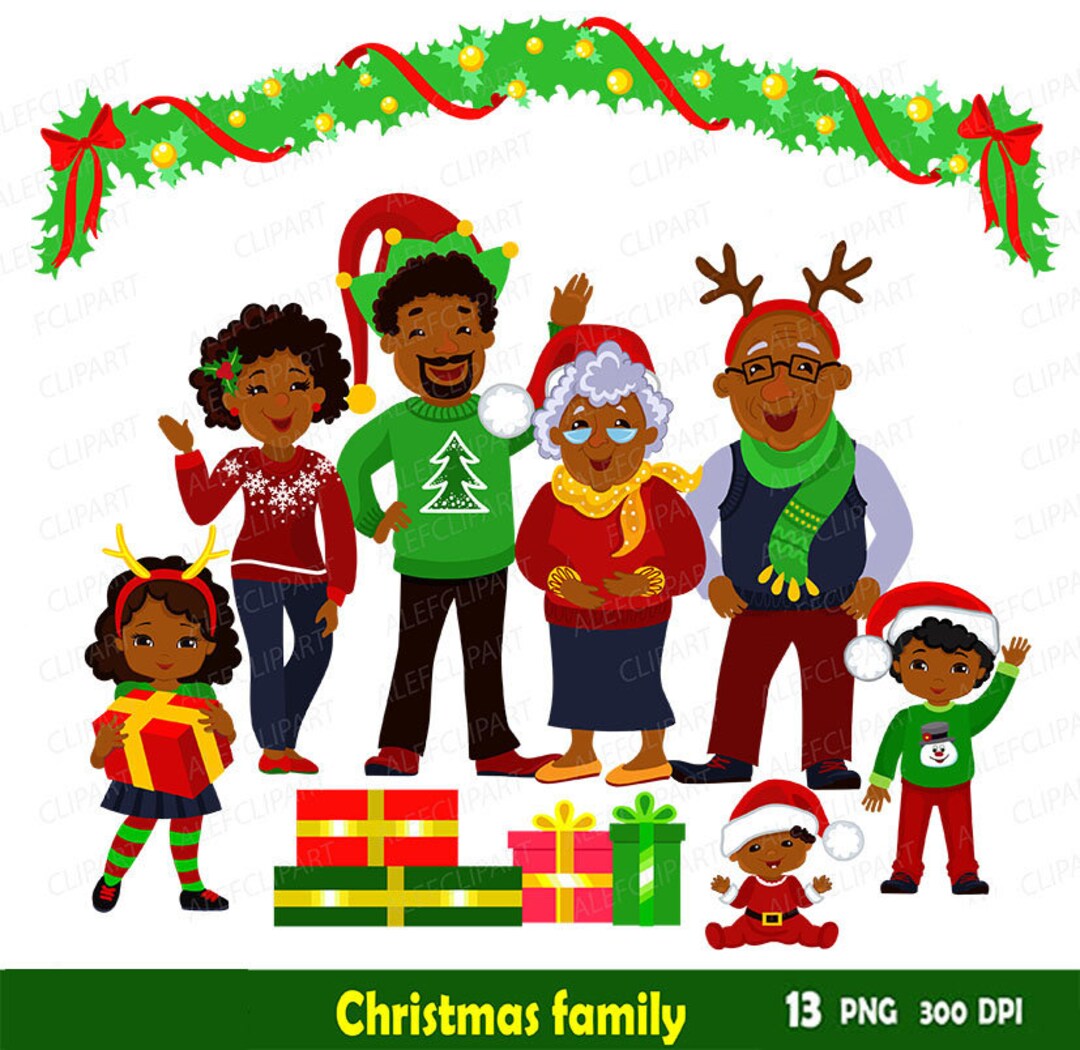 Christmas Family Clipart, Family African American, Christmas Clip Art ...
