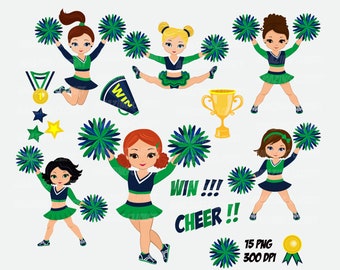 Blue Cheerleader Clipart - Etsy