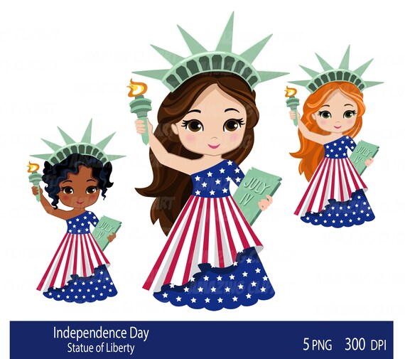Independence Day Clipart Cute Statue of Liberty Patriotic - Etsy