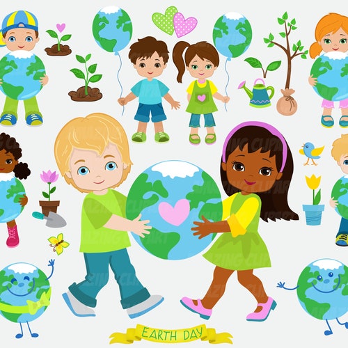 Earth Day Clipart Illustrations Save the Earth PNG Download - Etsy
