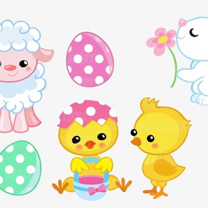 Easter Clipart, Easter Spring Bunny, Lamb, Duck, Chicks. - Etsy