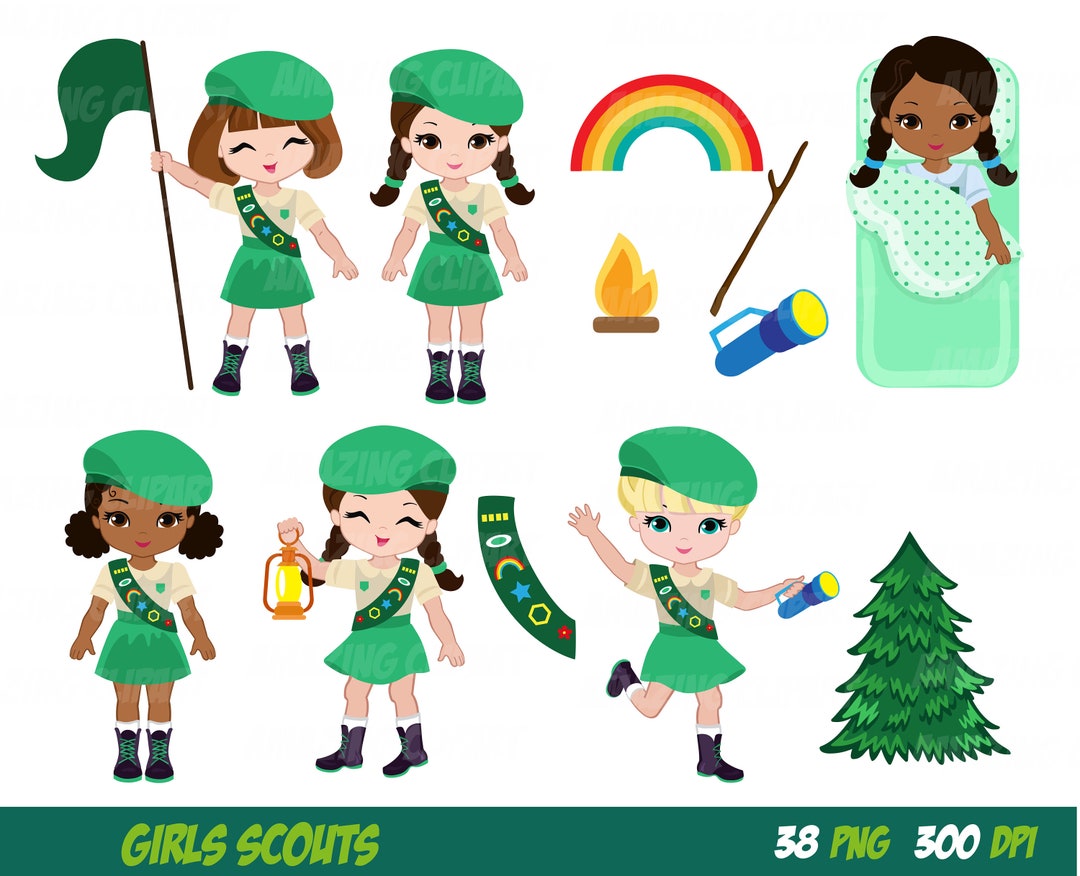Explorer Girls Clipart Set/daisy Troop/ Junior Scout Girl Clip Art ...