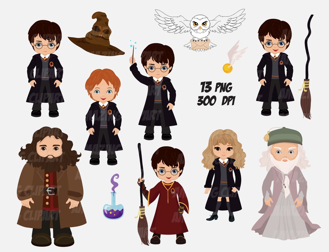 Wizard Clip Art Wizarding School Magic Wizard Stickers - Etsy