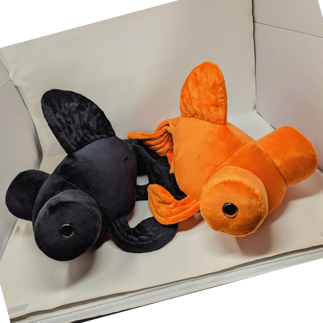 Two Telescope Eye Plush Goldfish: One Blackmoor Goldfish and One Orange ...