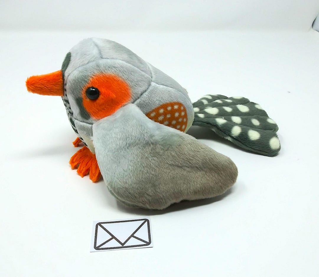 Plush Zebra Finch Bird With One Wing With Pocket Plush Animal Gift - Etsy