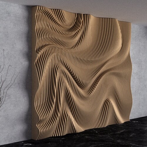 Parametric Wavy Wooden Wall Decor 41 Cnc Files For Cutting Etsy