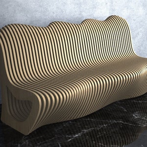 Parametric Wavy Wooden Furniture 22 - Sofa Design / CNC Files for ...