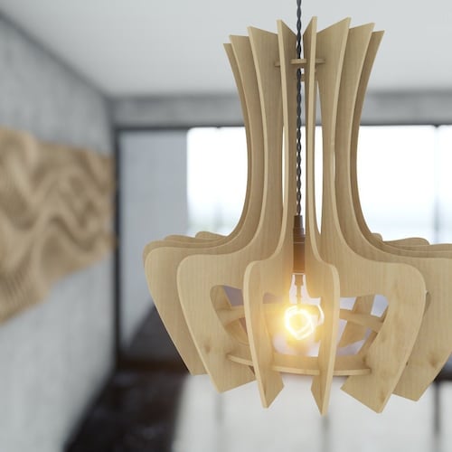 Parametric Wavy Wooden Lighting 01 Chandelier Model / CNC - Etsy