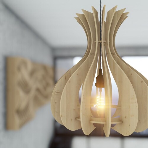 Parametric Wavy Wooden Lighting 01 Chandelier Model / CNC - Etsy