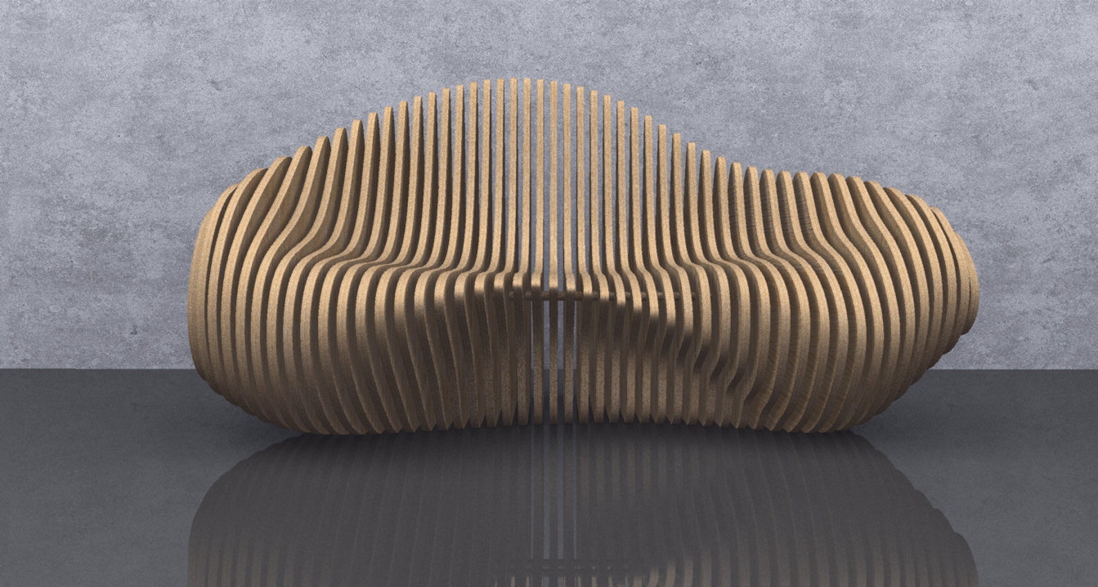 Parametric Wavy Wooden Furniture 01 - Sofa Design / CNC Files for ...