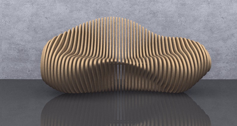 Parametric Wavy Wooden Furniture 01 - Sofa Design / CNC Files for ...